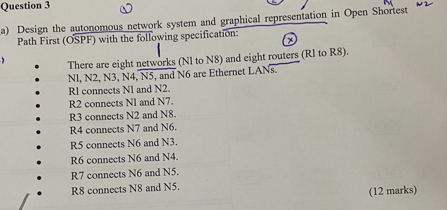Solved Question 3 a) Design the autonomous network system | Chegg.com