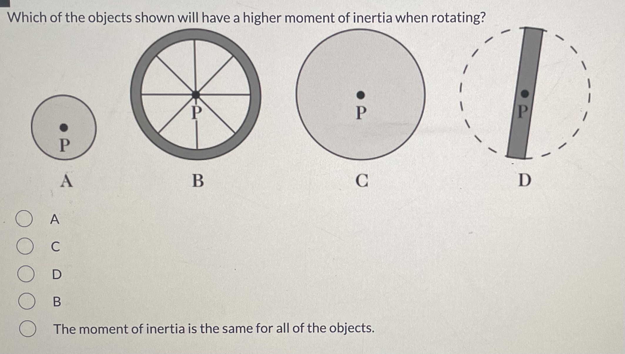 Solved Which of the objects shown will have a higher moment | Chegg.com