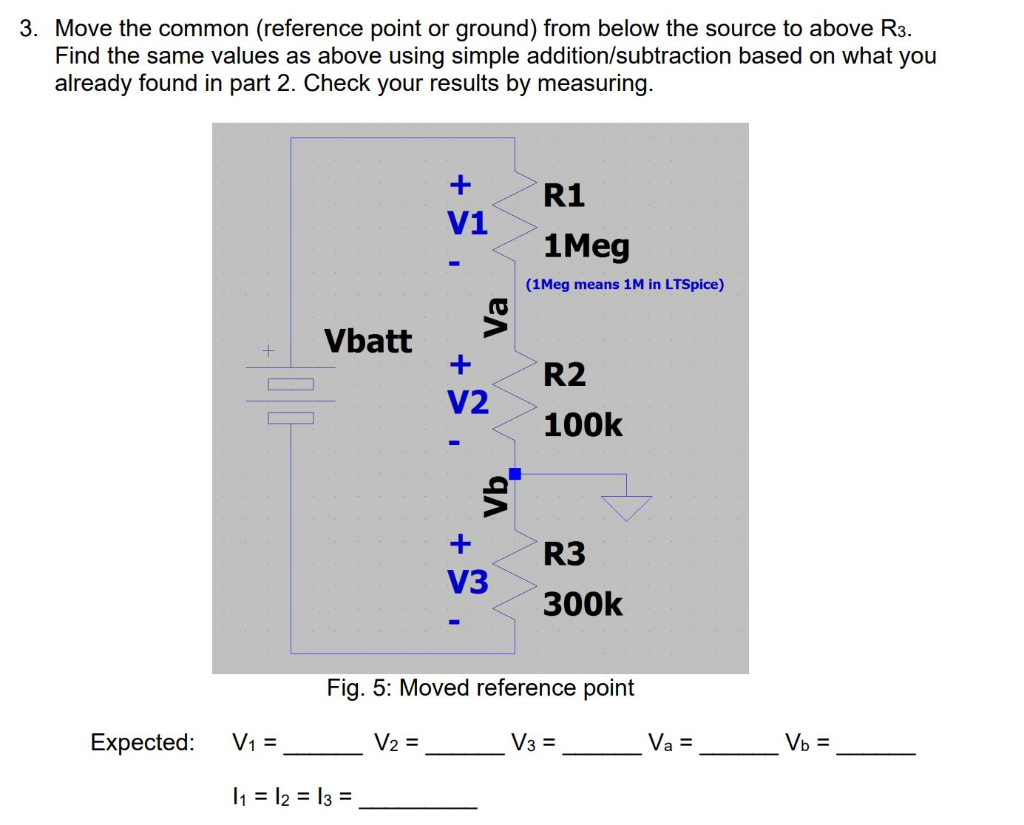 Solved 3. Move the common (reference point or ground) from | Chegg.com