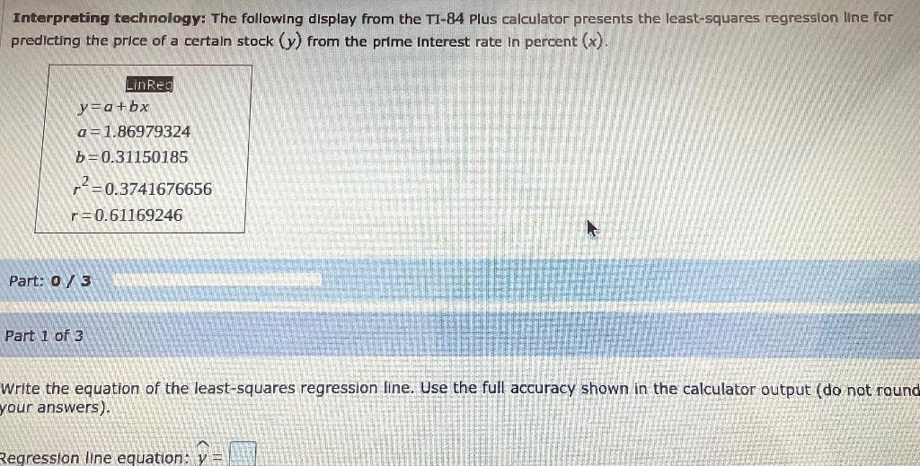 Solved Interpreting technology: The following display from | Chegg.com