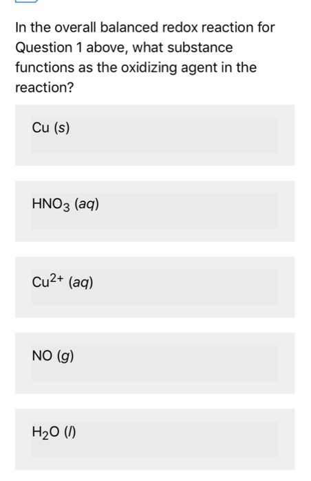 Solved 1 Consider the following unbalanced redox reaction, | Chegg.com