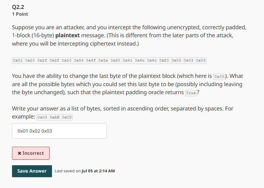 Solved Q2 Padding Oracle Attack Part 2 Plaintext Padding 3533