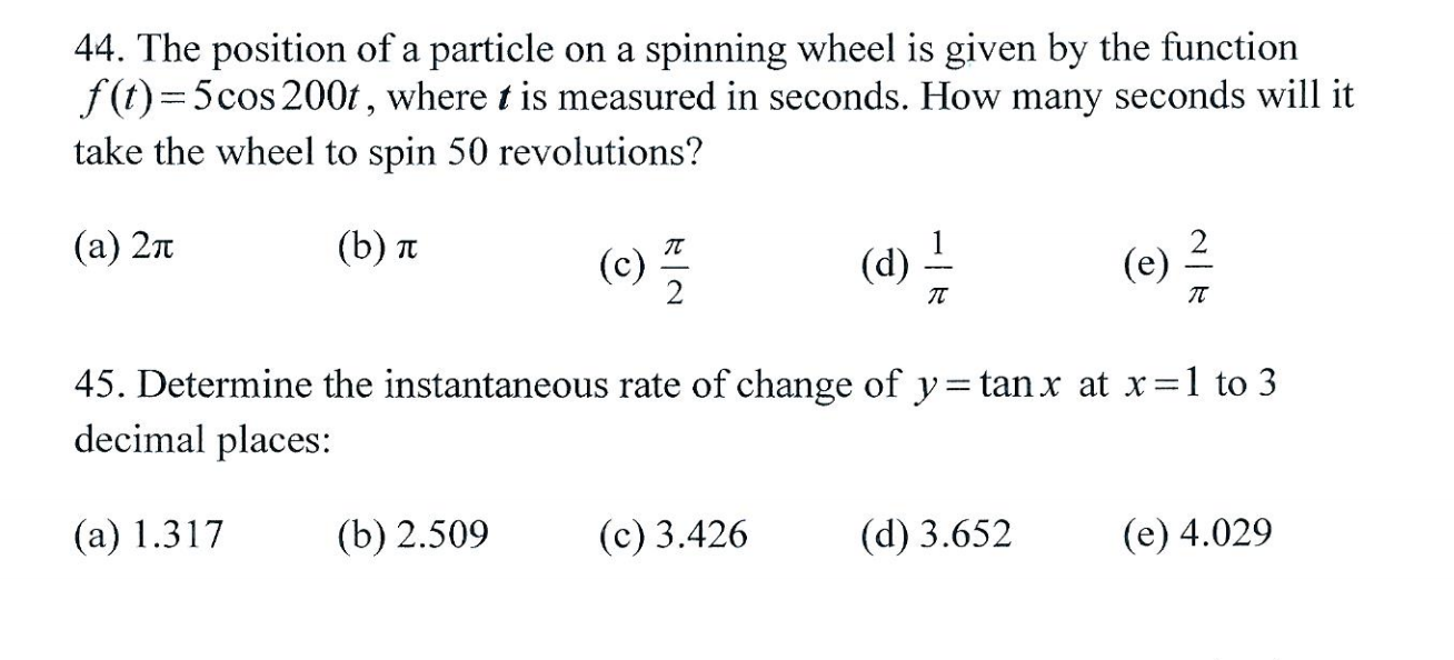 Solved For Q45) How do I do it without calculus | Chegg.com