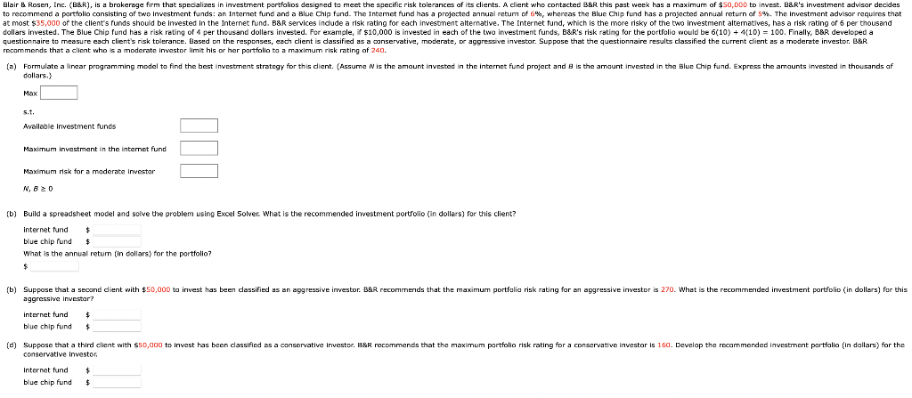 Solved recommends that a client who 6 a moderate investor | Chegg.com