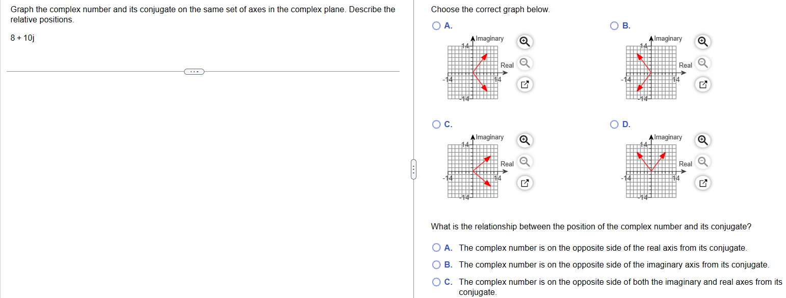 Solved Graph the complex number and its conjugate on the | Chegg.com