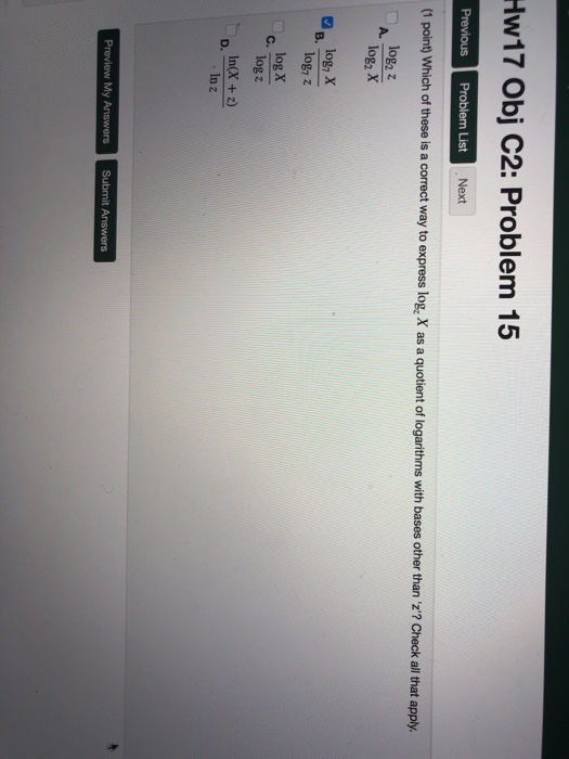 Solved Hw17 Obj C2: Problem 15 Previous Problem List Nest (d | Chegg.com