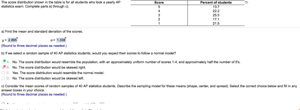 Solved The score distribution shown in the table is for all | Chegg.com
