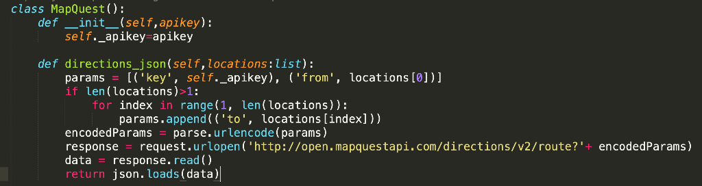 In Python, Using MapQuest to search for certain | Chegg.com