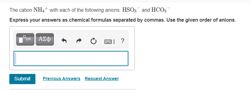 Solved The cation NH4+ with each of the following anions. | Chegg.com