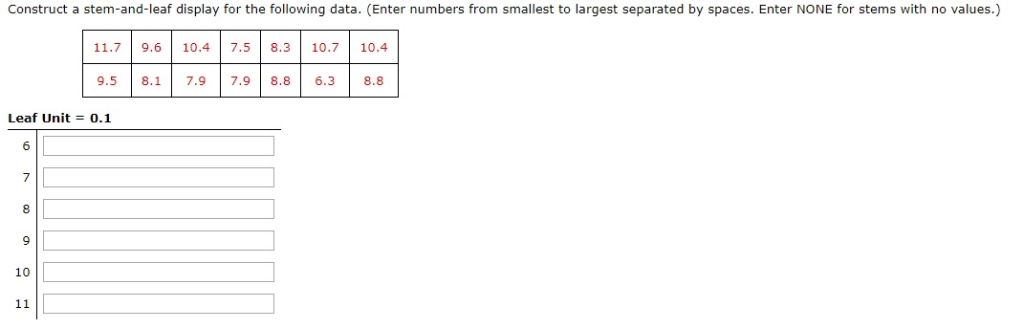 Solved Construct a stem-and-leaf display for the following | Chegg.com