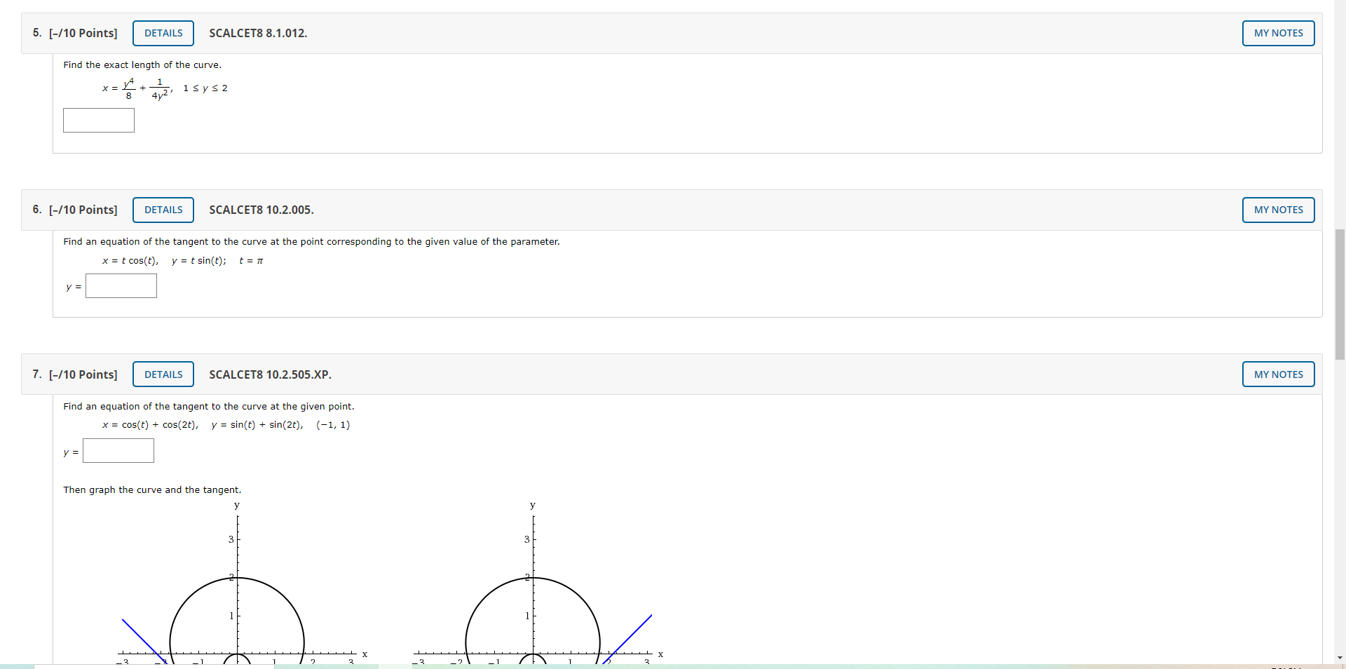 Solved 5. [-/10 Points] DETAILS SCALCET8 8.1.012. MY NOTES | Chegg.com