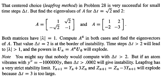 Solved That centered choice (leapfrog method) in Problem 28 | Chegg.com