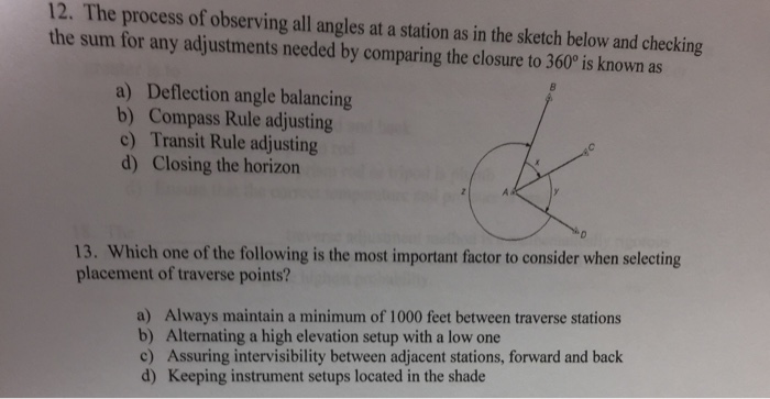 Solved The process of observing all angles at a station as | Chegg.com
