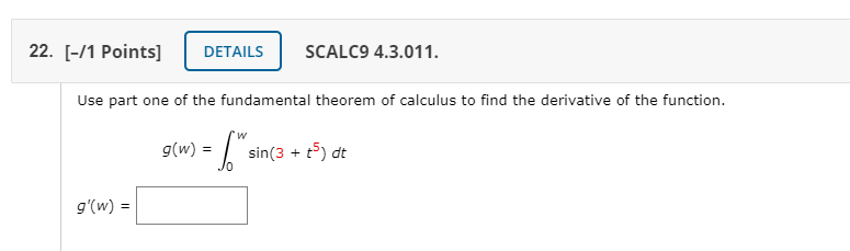 Solved 22. [-/1 Points] DETAILS SCALC9 4.3.011. Use part one | Chegg.com