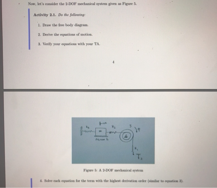 Solved Now, let's consider the 2-DOF mechanical system given | Chegg.com