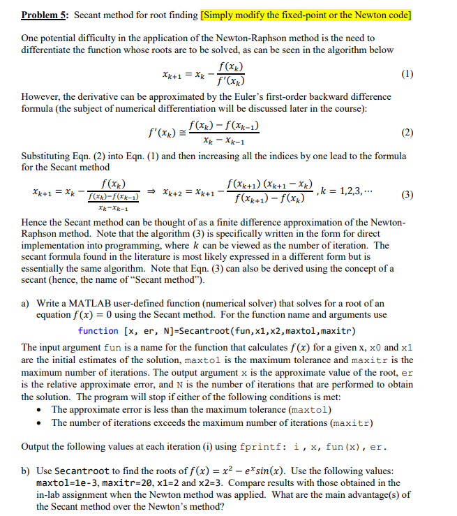 Solved Please do this problem only in Matlab please. This is | Chegg.com