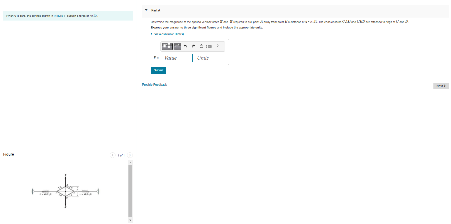 Solved When y is zero, the springs shown in (Figure 1) | Chegg.com