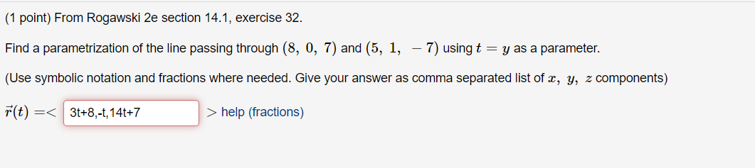 Solved (1 point) From Rogawski 2e section 14.1, exercise 32. | Chegg.com