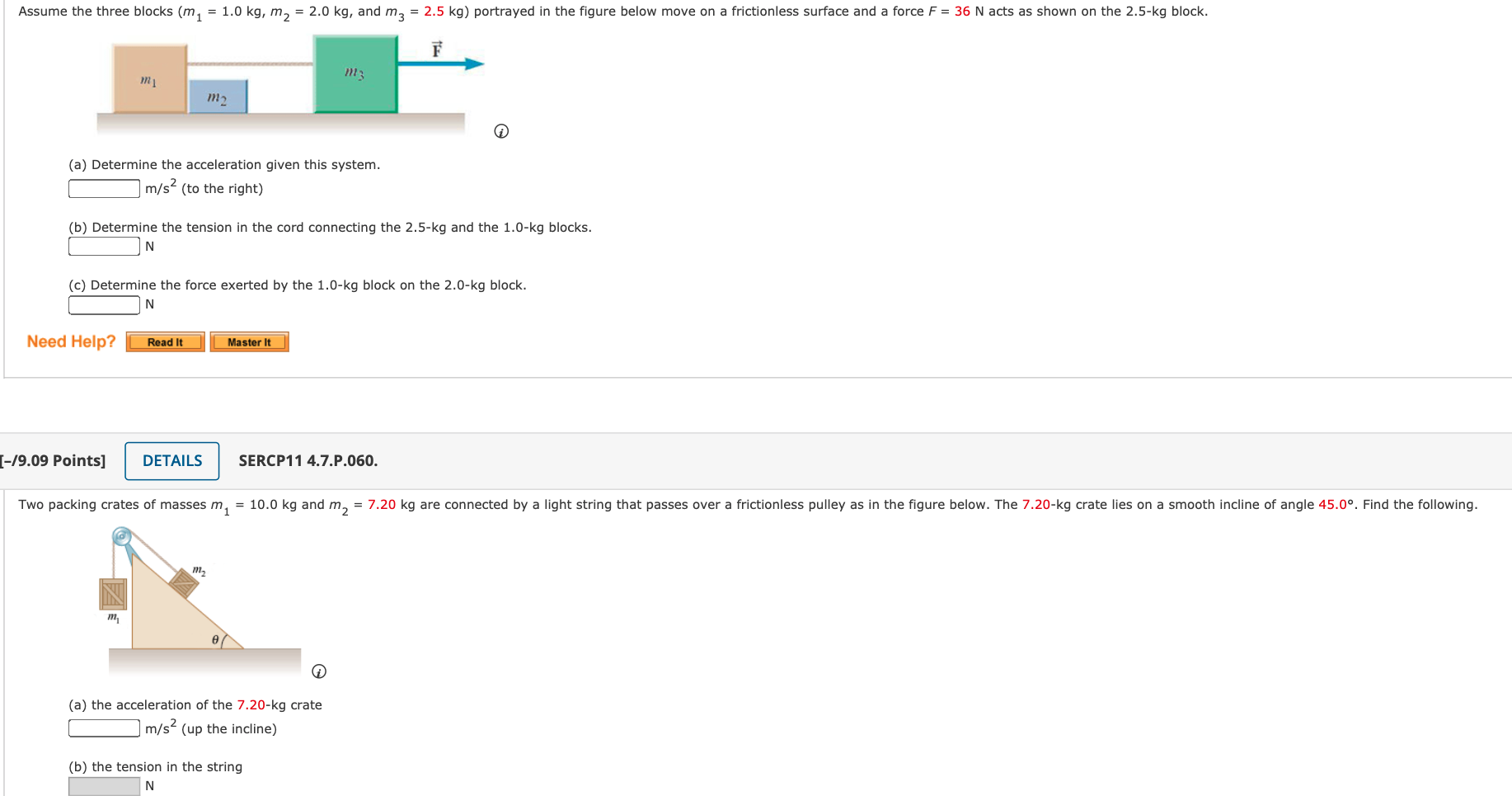 Solved Assume the three blocks (m1 = 1.0 kg, m2 = 2.0 kg, | Chegg.com