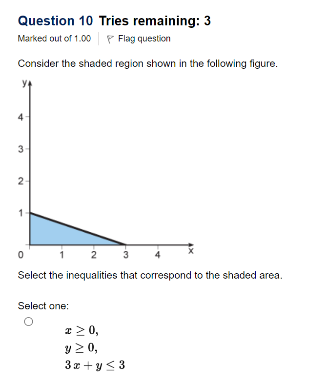 Solved Question 10 Tries remaining: 3 Marked out of 1.00 P | Chegg.com