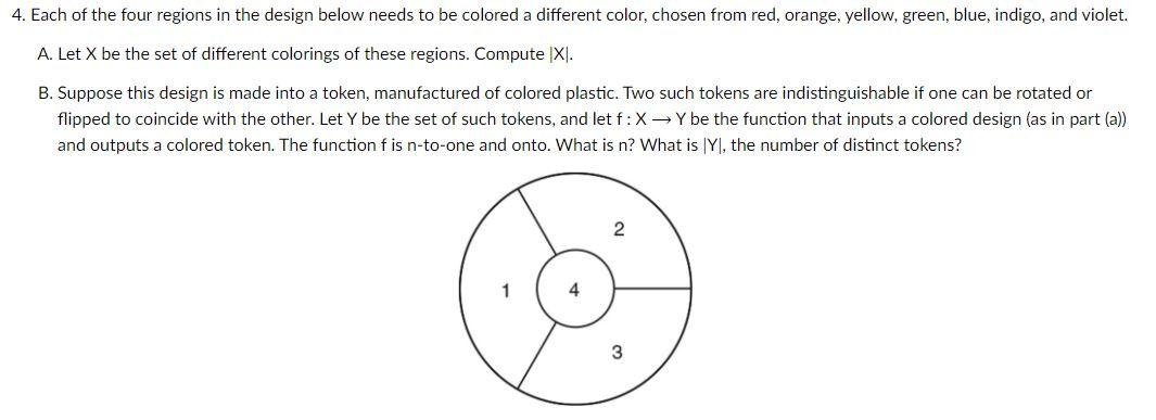 Solved 4. Each of the four regions in the design below needs | Chegg.com