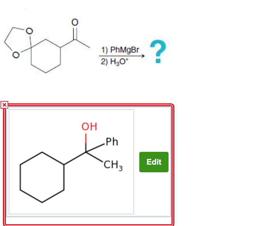 Solved 1) PhMgBr 2) H2O* Х OH Ph Edit CH3 | Chegg.com