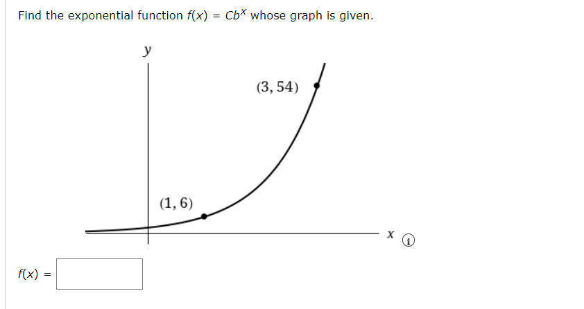 Solved Find the exponential function f(x)=Cbx whose graph is | Chegg.com