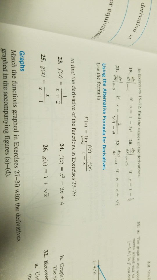 Solved 3.2 The derivative an In Exercises 19-22. find the | Chegg.com