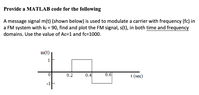 Solved Provide a MATLAB code for the following A message | Chegg.com