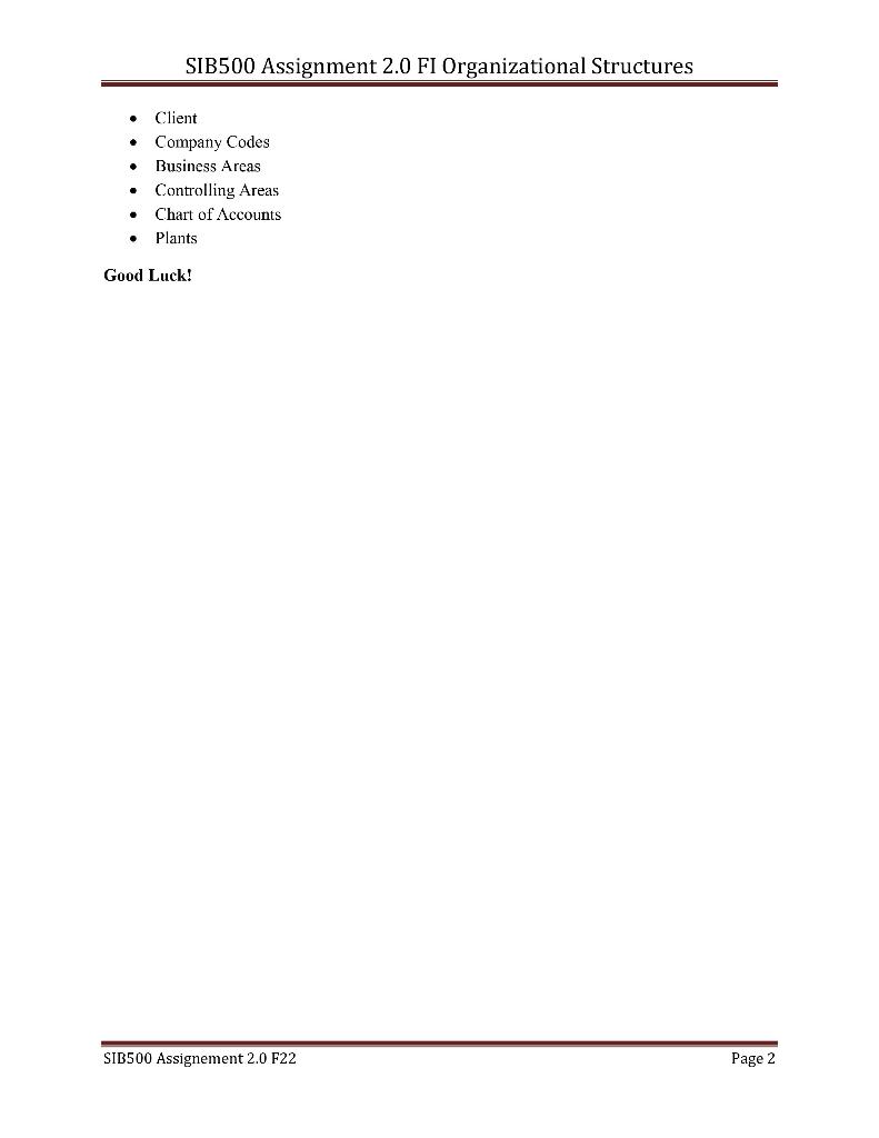 Solved SIB500 Assignment 2.0 FI Organizational Structures | Chegg.com