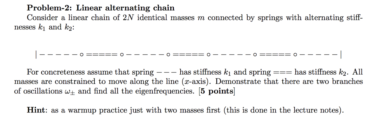 Solved Problem-2: Linear alternating chain Consider a linear | Chegg.com