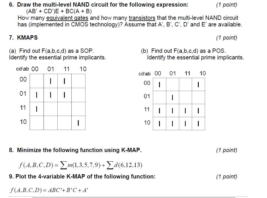 Solved 6. Draw the multi-level NAND circuit for the | Chegg.com