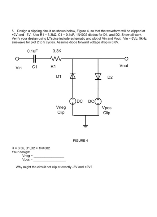 Solved 5. Design a clipping circuit as shown below, Figure | Chegg.com