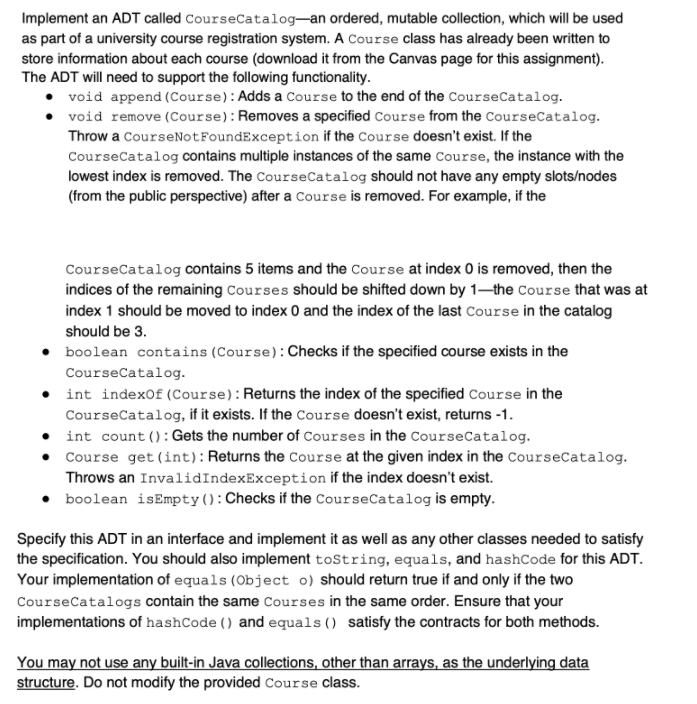 Solved FILE NAME: Course.java // COURSE CLASS import | Chegg.com