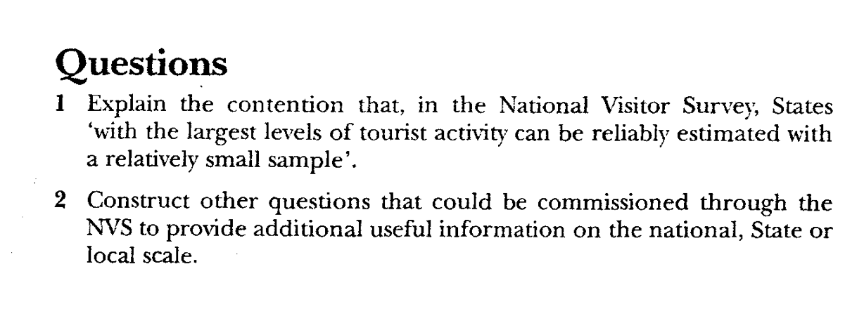 Solved The National Visitor Survey The Bureau of Tourism | Chegg.com