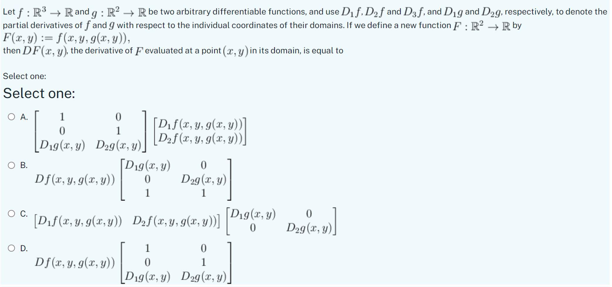 Solved Let f : R3 → Randg: R² + R be two arbitrary | Chegg.com