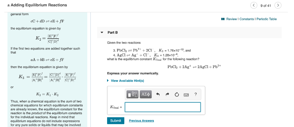 Solved + Adding Equilibrium Reactions 9 of 41 > M Review | | Chegg.com