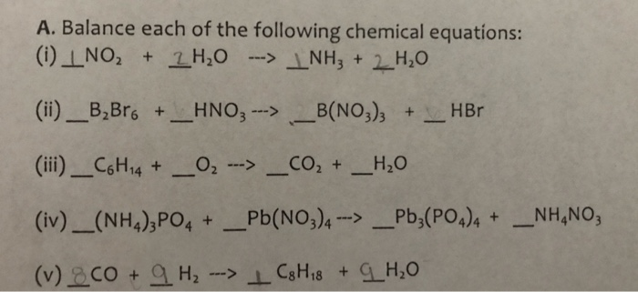 Solved A.Balance each of the following chemical equations: | Chegg.com