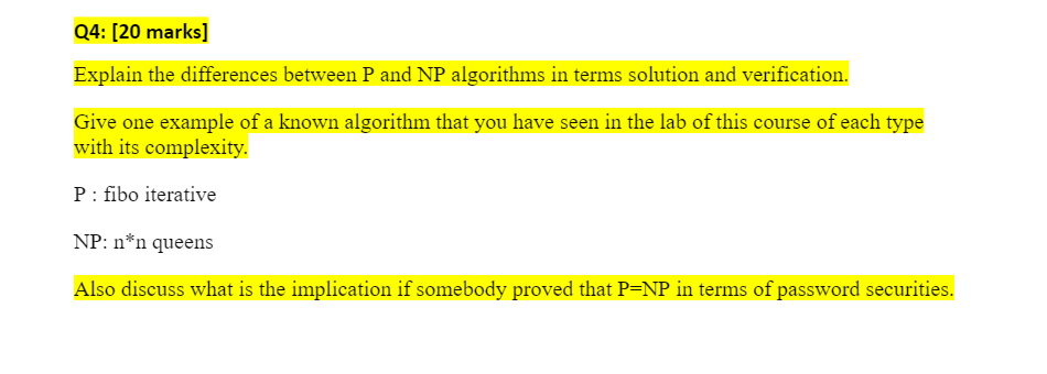 Solved Explain The Differences Between P And Np Algorithms 1873