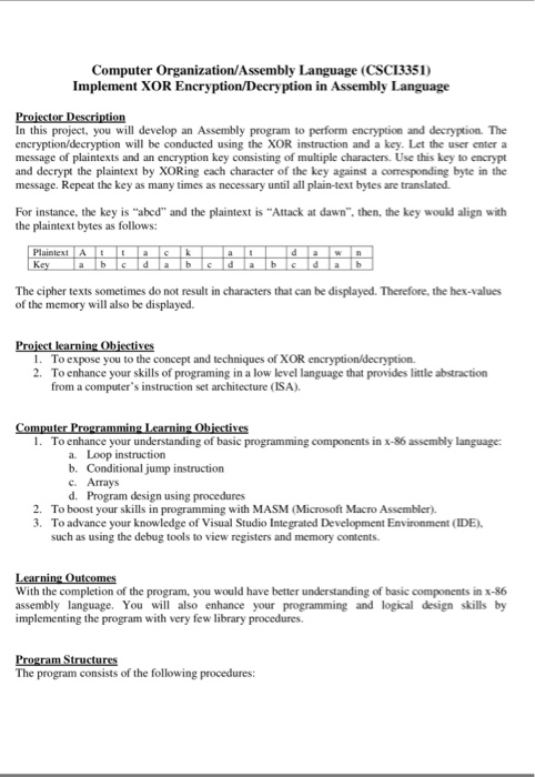 Computer Organization/Assembly Language (CSC13351) | Chegg.com