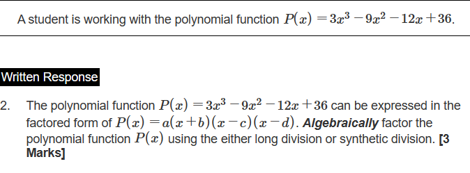 Solved A student is working with the polynomial function | Chegg.com