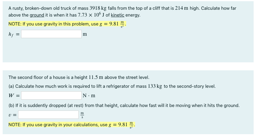 Solved A rusty, broken-down old truck of mass 3918 kg falls | Chegg.com