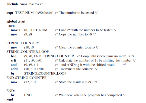 Using Nios 2: The program in Figure 1 uses a clever | Chegg.com