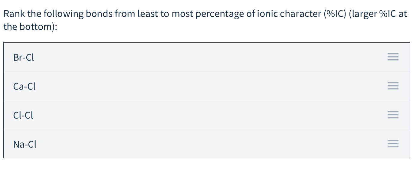 Solved Rank the following bonds from least to most | Chegg.com