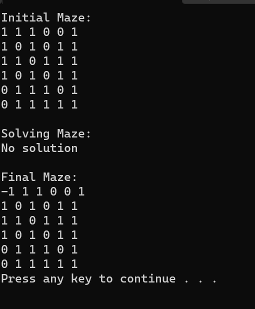 Solved Q1 Implement A Maze Game Using 2d Arrays And Stack