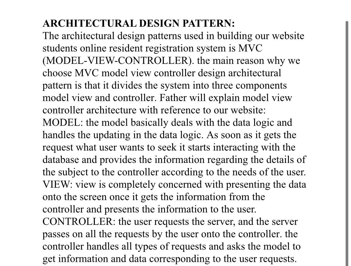 Solved ARCHITECTURAL DESIGN PATTERN: The architectural | Chegg.com