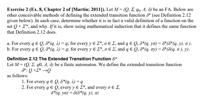 Solved Exercise 2 (Ex. 8, Chapter 2 of [Martin; 2011]). Let | Chegg.com