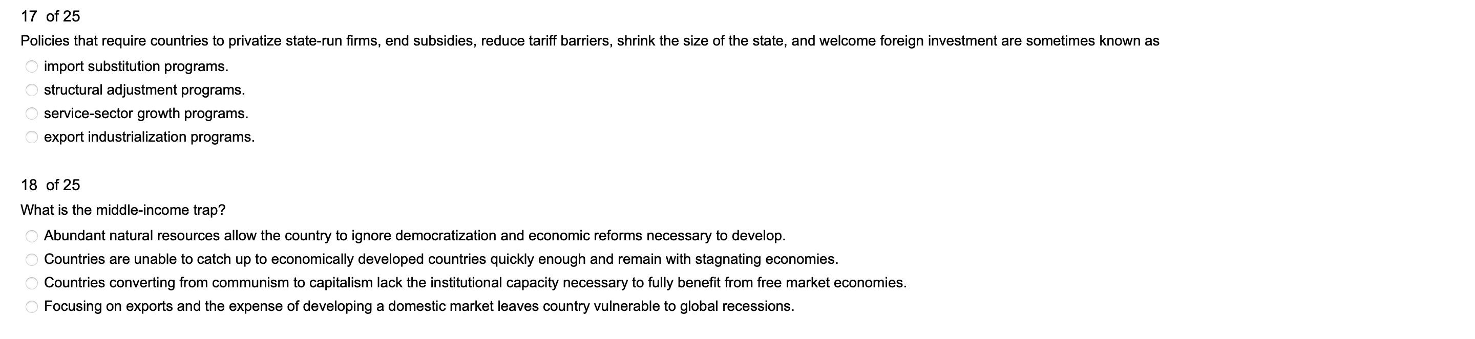 Solved 17 of 25 Policies that require countries to privatize | Chegg.com