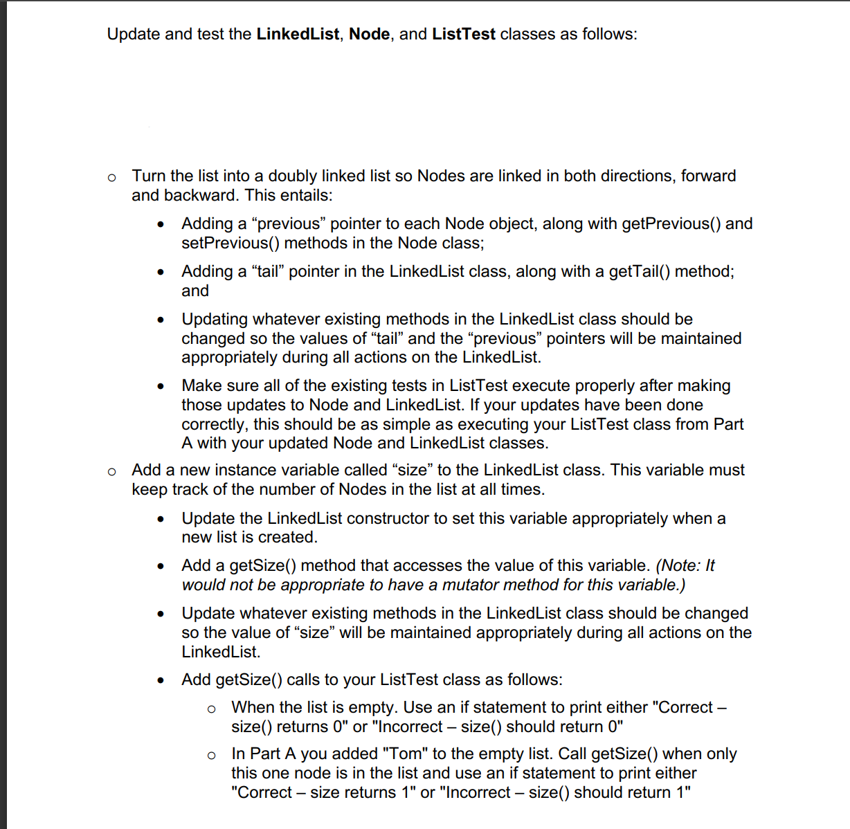 Solved Please update the following Linked List and Node code | Chegg.com