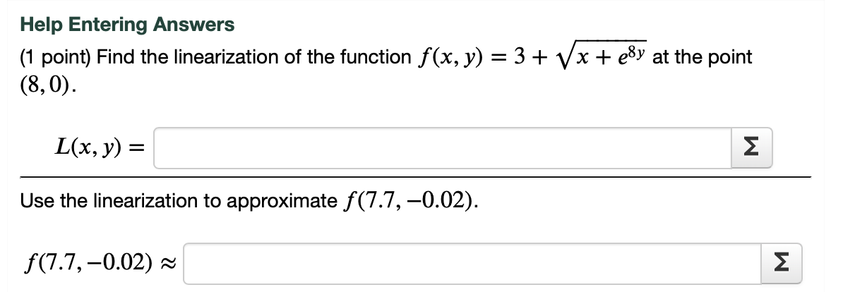 Solved Help Entering Answers (1 point) Find the | Chegg.com